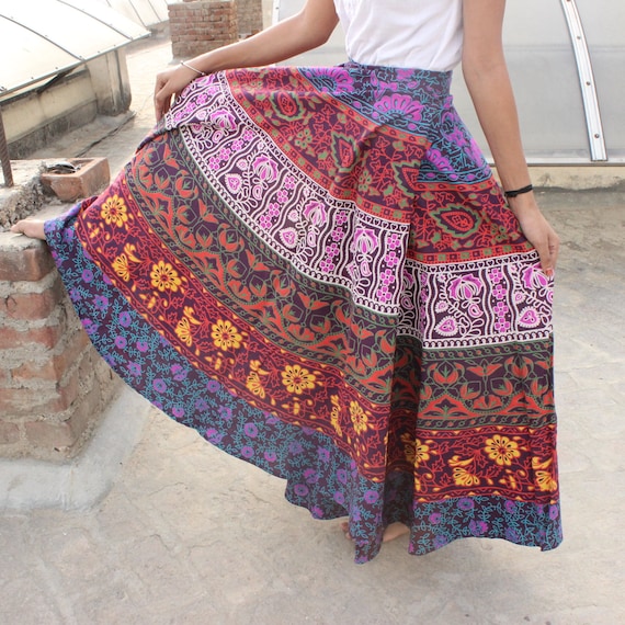 Indian wrap skirt Indian Boho Skirt Bohemian wrap skirt | Etsy