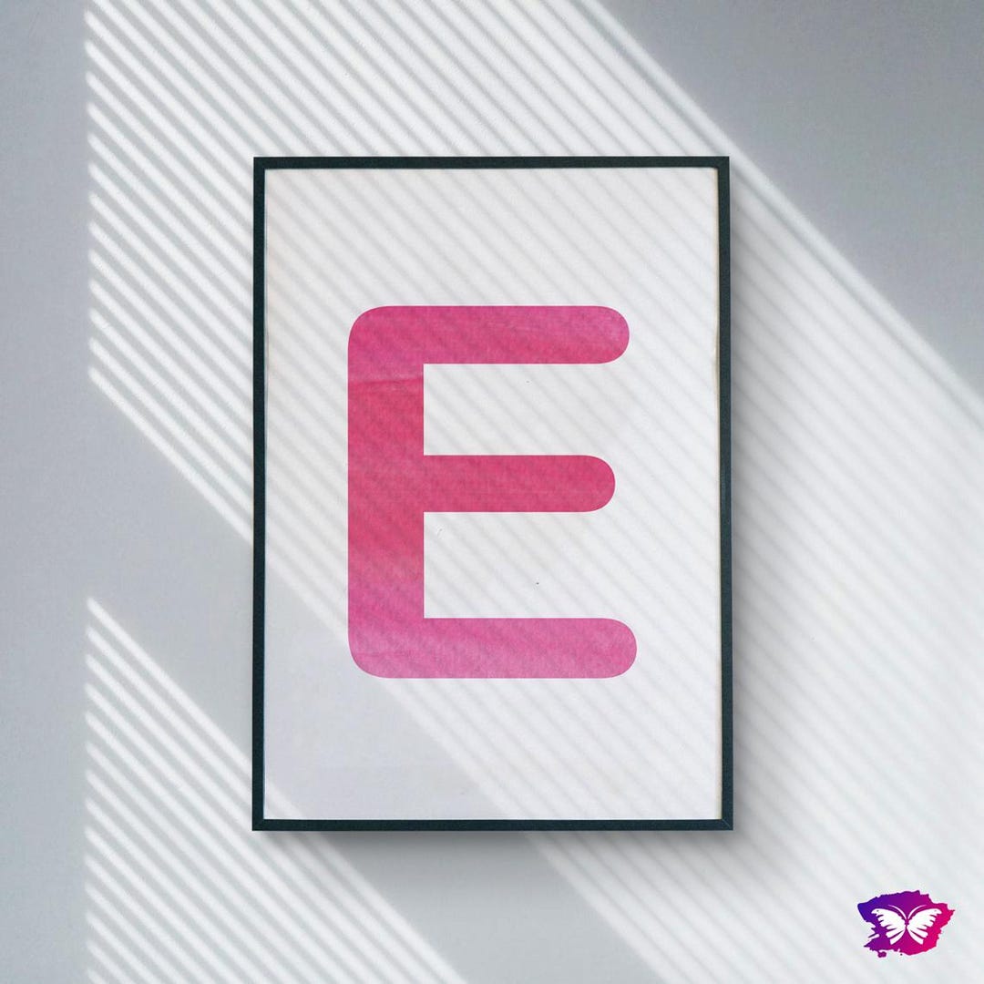 Pink Printable Wall Art | Letter E Poster | Baby Room Decor | E Initial ...