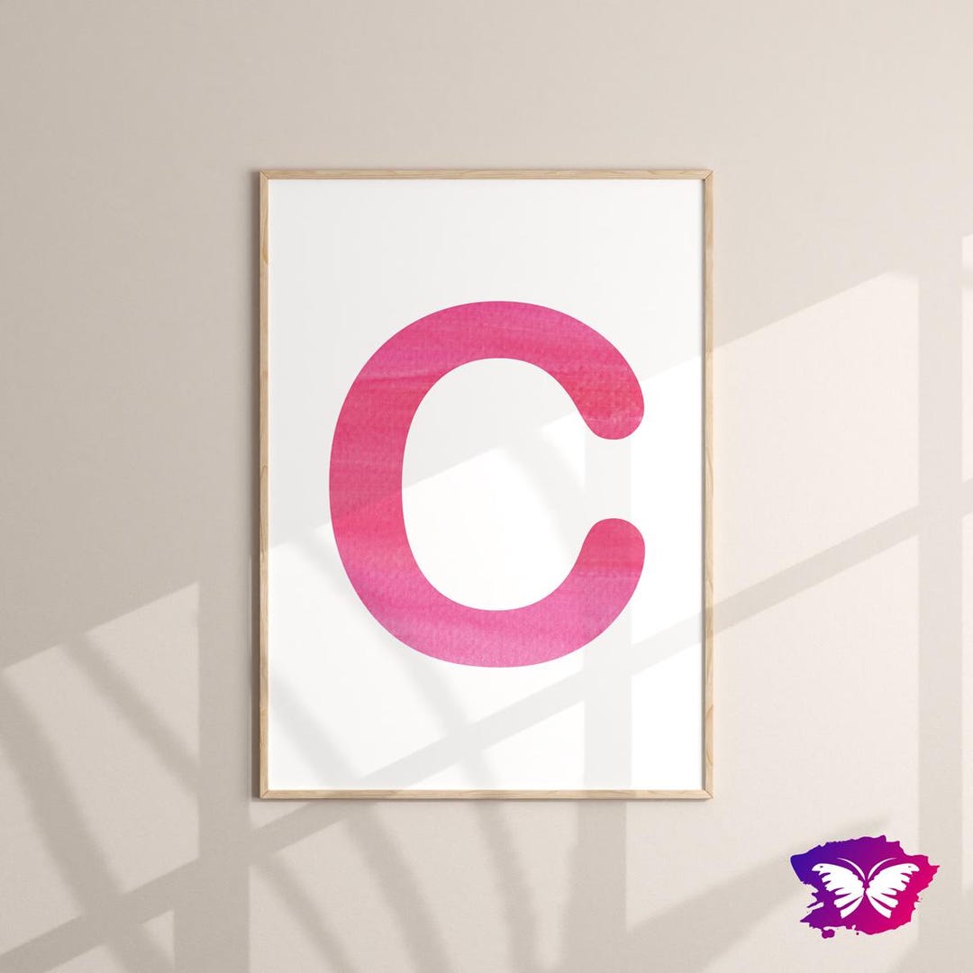 Pink Printable Wall Art | Letter C Poster | Baby Room Decor | C Initial ...