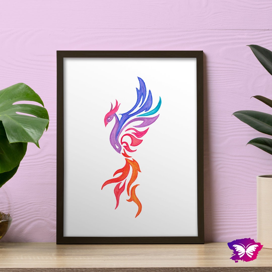 Printable Watercolor Wall Art Digital Download Phoenix Art Home Decor ...