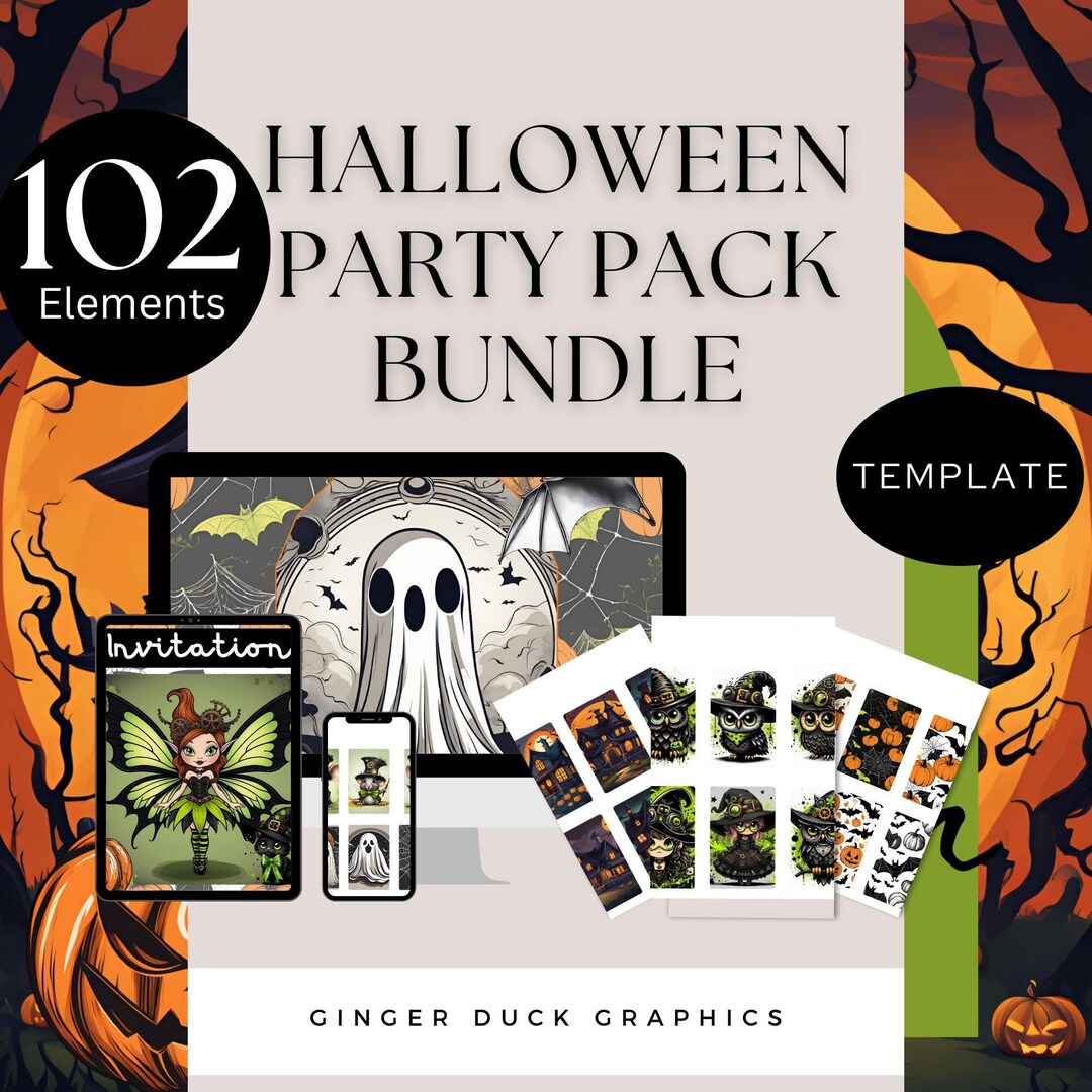 Halloween Park Pack Template Bundle - 102 Elements Featuring Everything ...