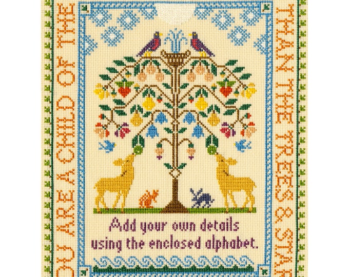 Bothy Threads Tree of Life Birth Sampler Counted Cross Stitch Kit by ...