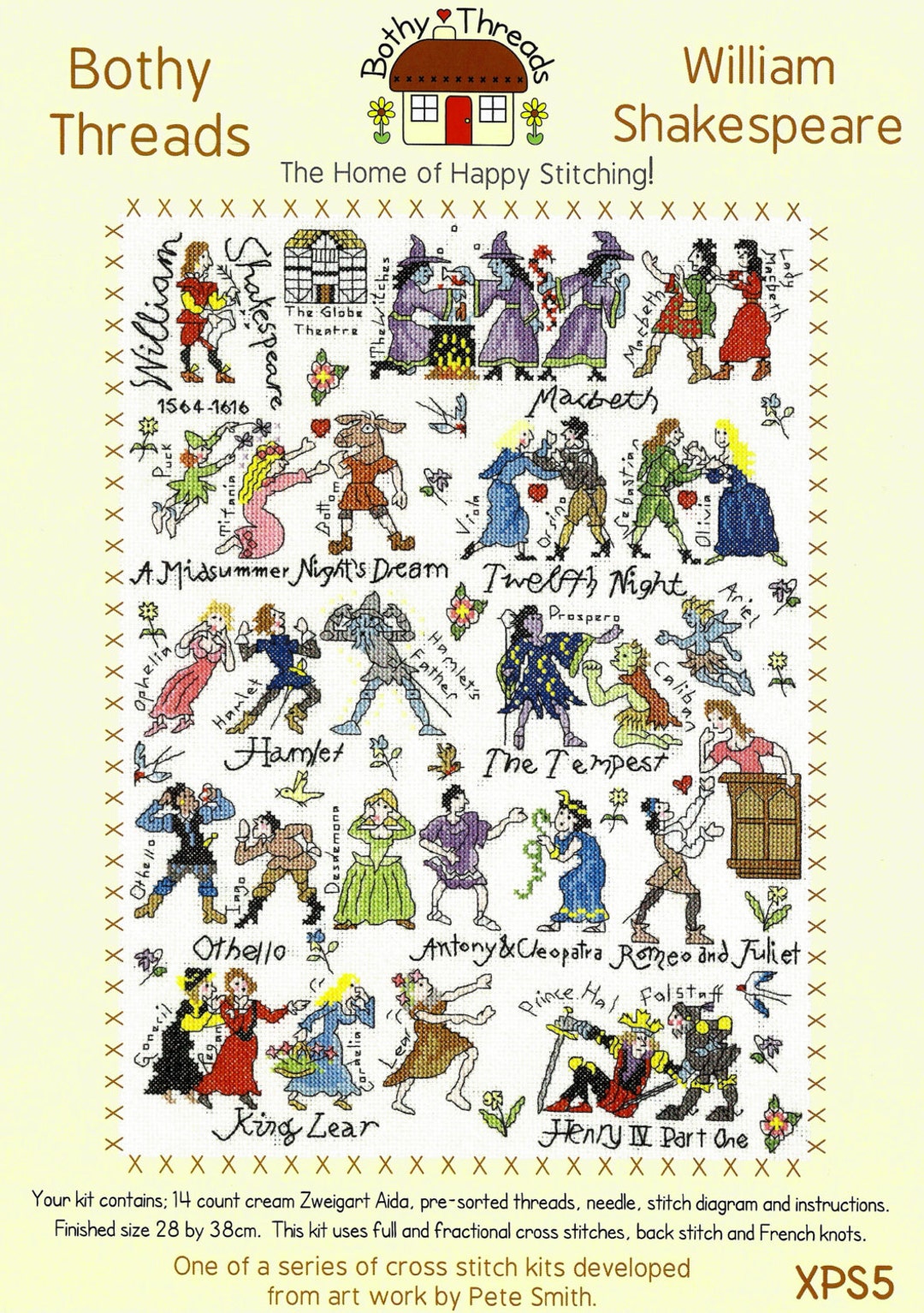 Bothy Threads William Shakespeare Play Characters Counted Cross Stitch ...