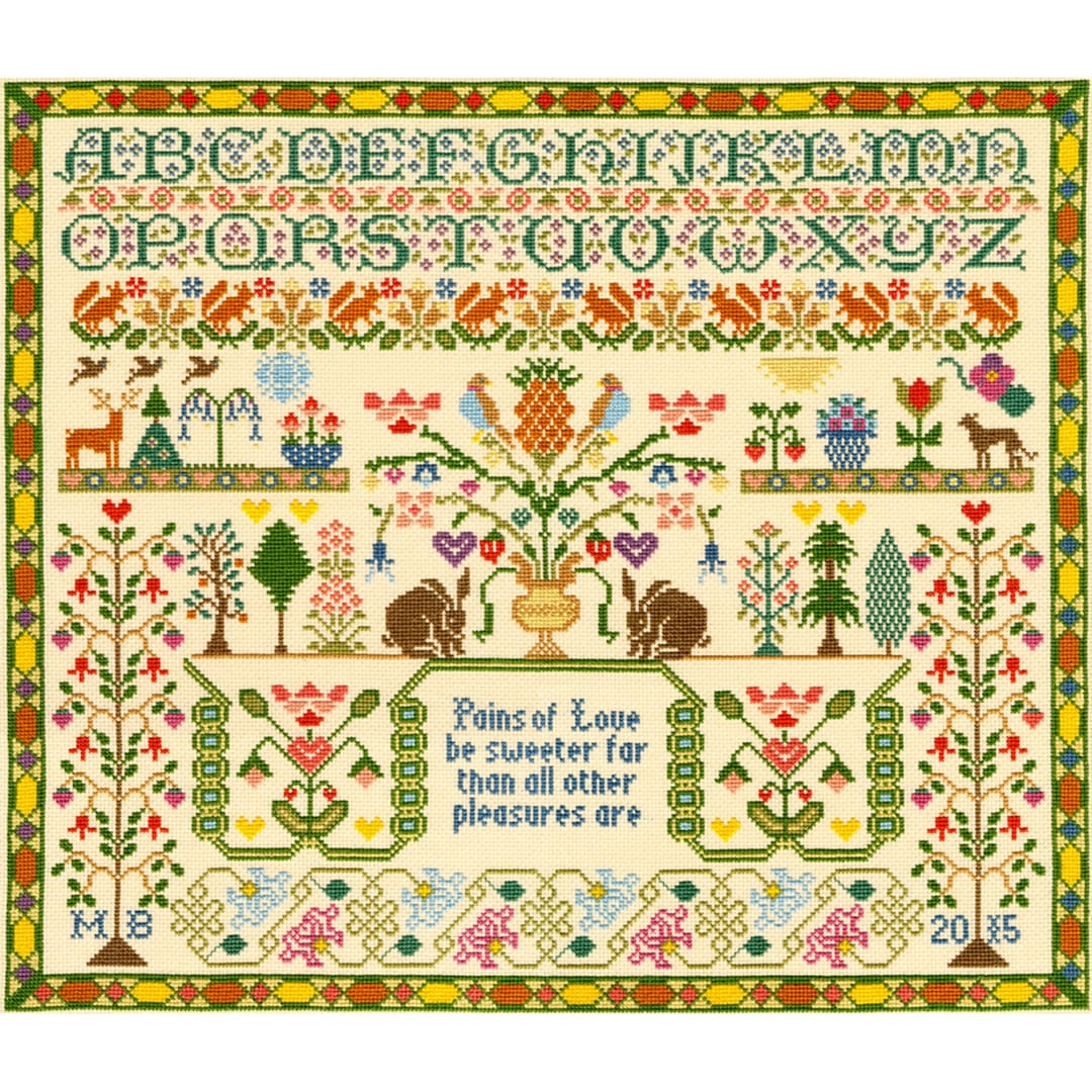 Bothy Threads Pains of Love Sampler Counted Cross Stitch Kit by Moira ...