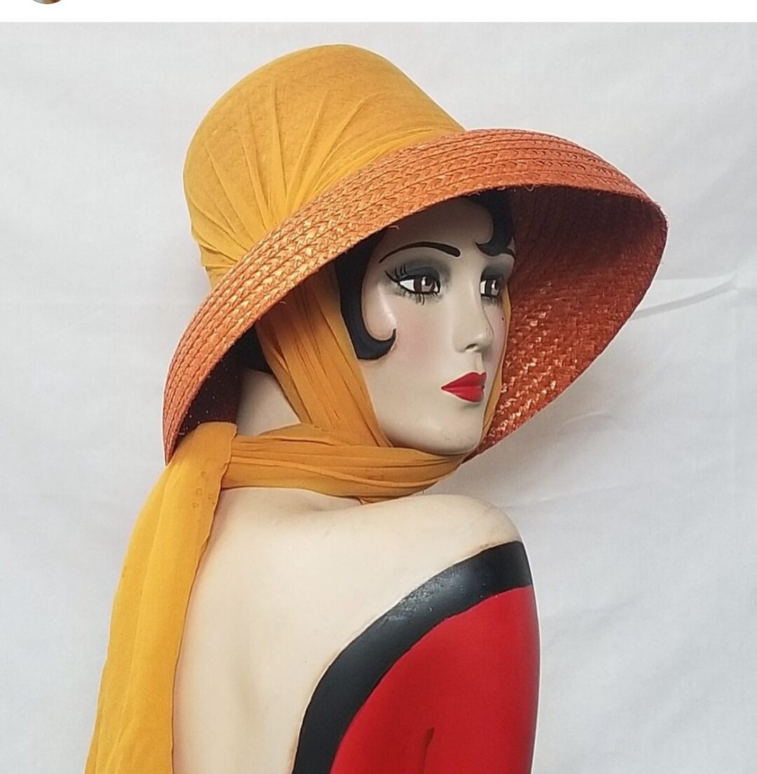 1950 1960 Saks Fifth Avenue Tangerine Orange Straw Hat With Matching ...