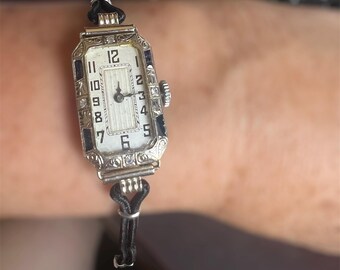 14k White Gold Vintage Diamond Floral Ladies Hamilton Watch - Etsy