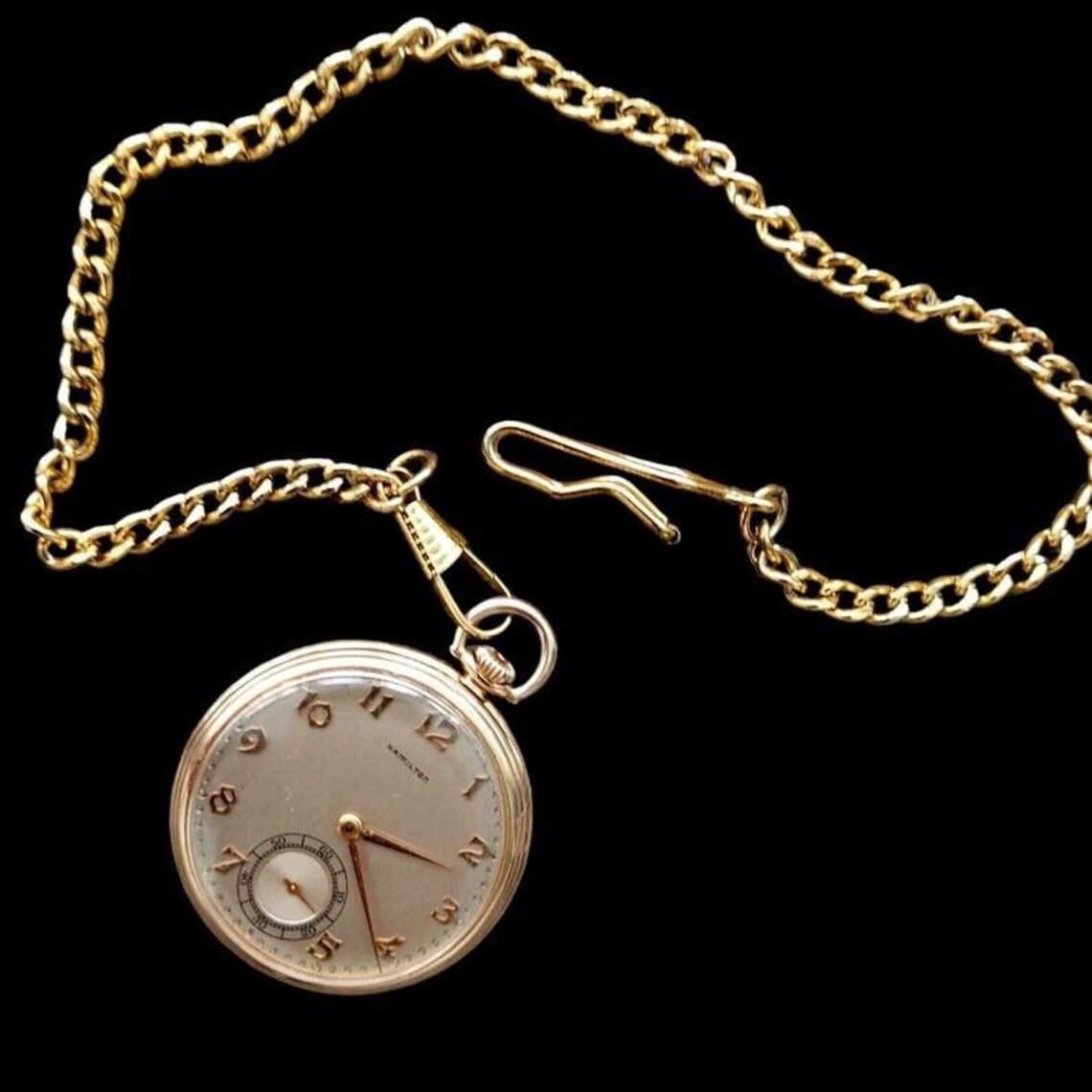 Hamilton 1940's 14k Yellow Gold Pocket Watch Grade 917 17J 3 Adj ...