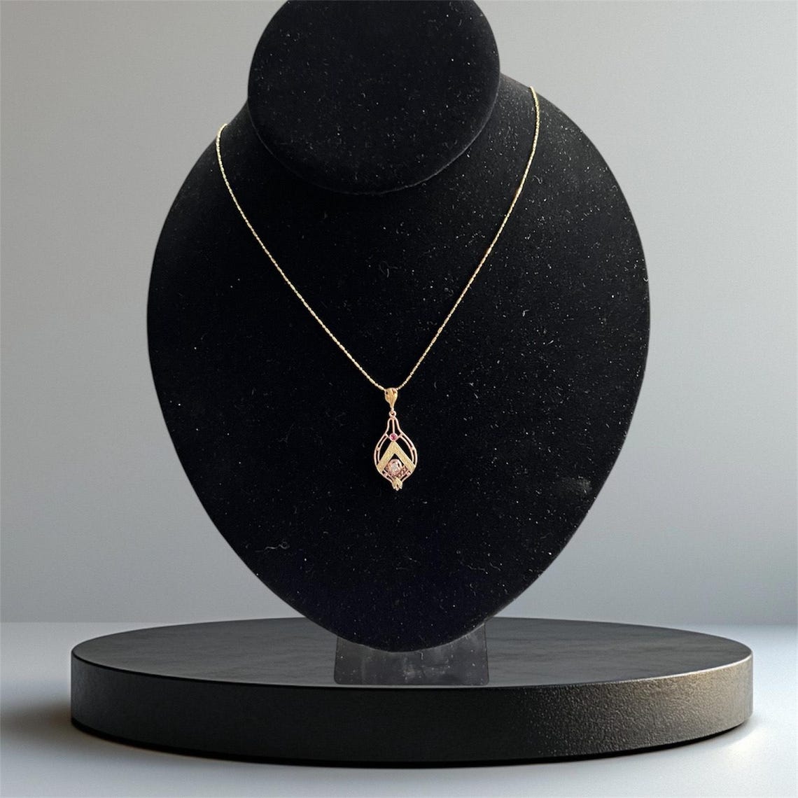 Antique 1900 1920 VTG 14k Gold Lavalier Necklace Pendent Diamon and ...