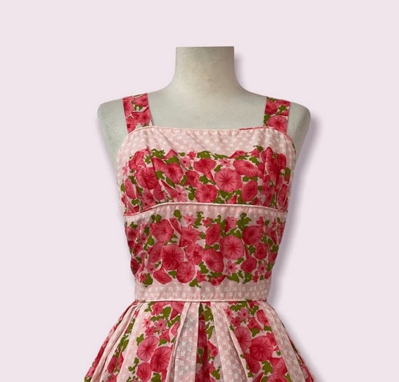 1950's Vintage Wide Strap Shelf Bust Summer Dress Wit… - Gem