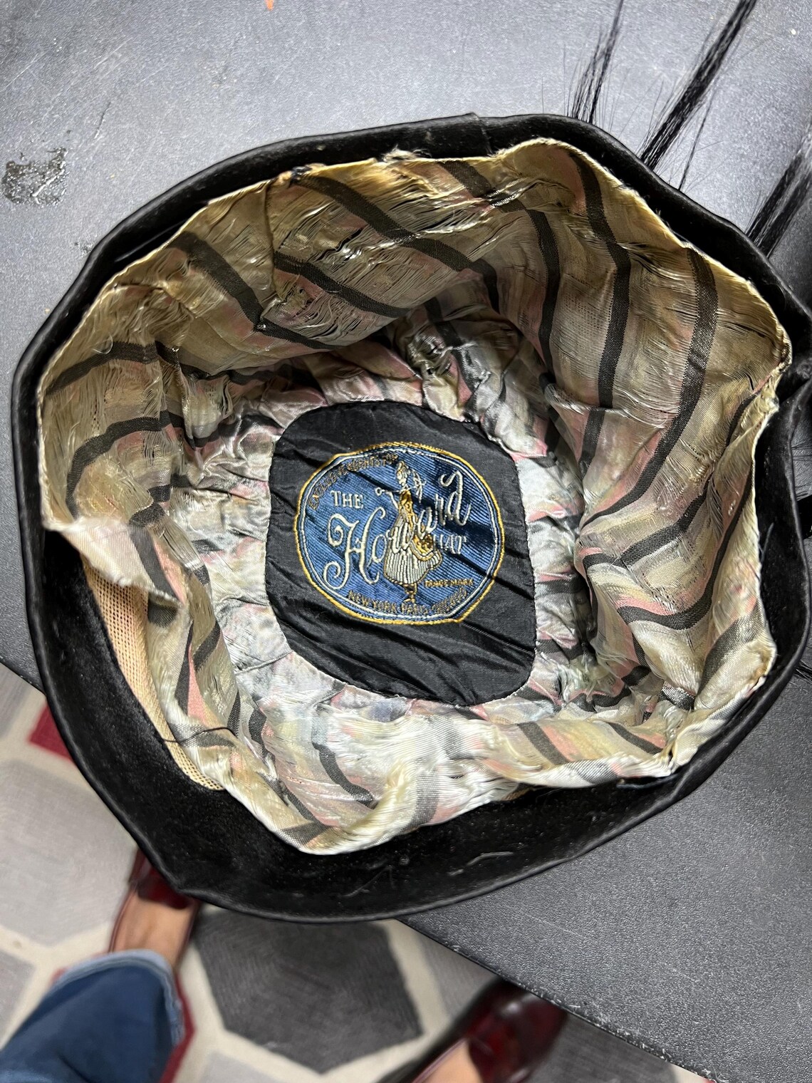 Vintage 1920's Black Silk Satin Evening Cloche Hat With Decorative ...