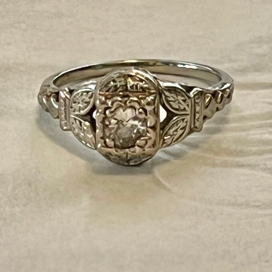 Antique Estate 1920 Deco VTG 18K White Gold .33CT Diamond Ring - Etsy