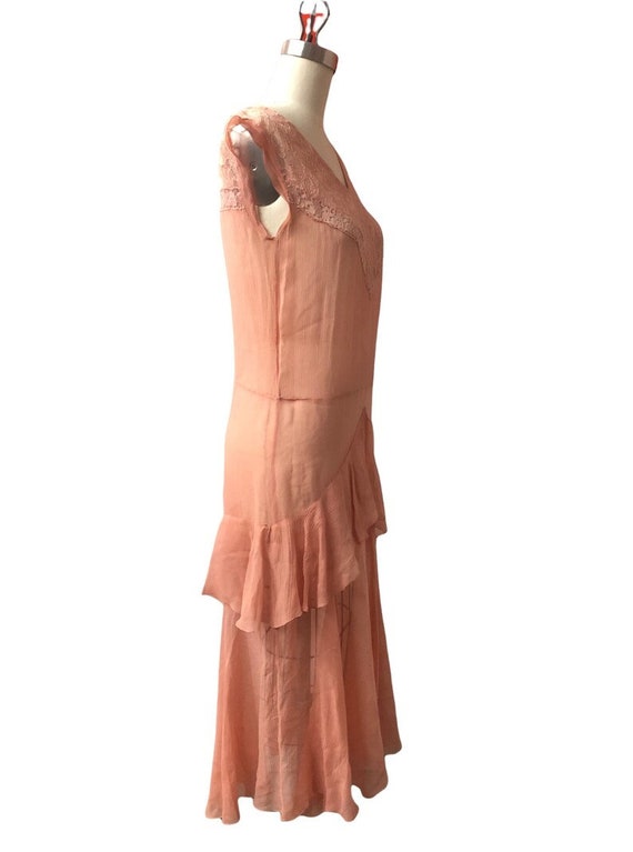 1920's 1930's Gorgeous Vintage Peach Chiffon with Lac… - Gem