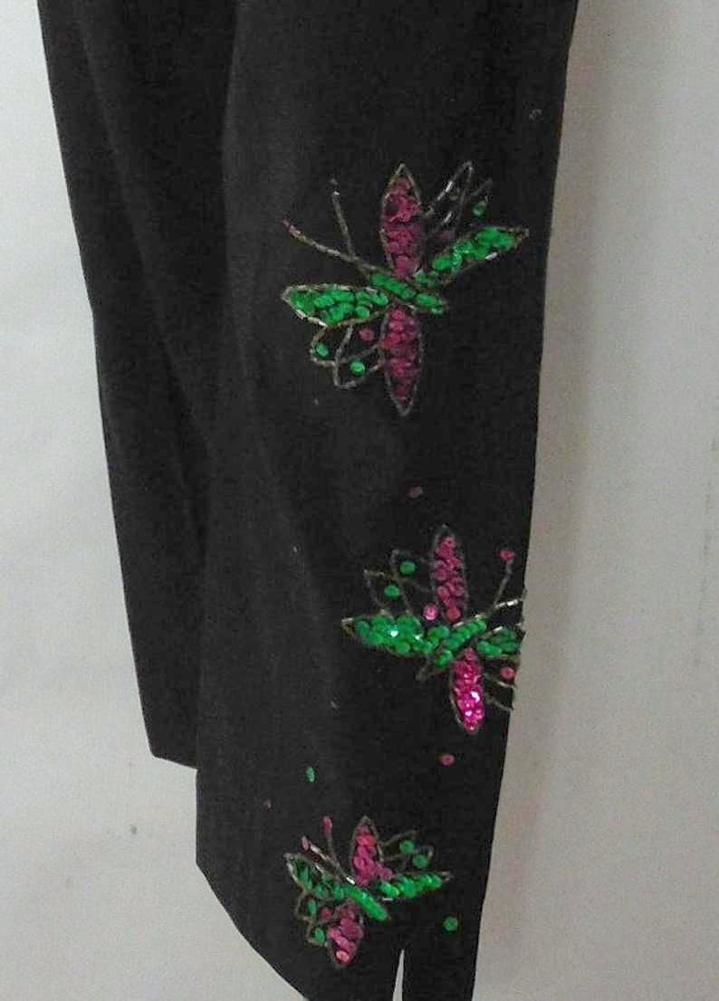 1950 Vintage Capri's Peddle Pushers Pants Sequined Butterfly Design ...