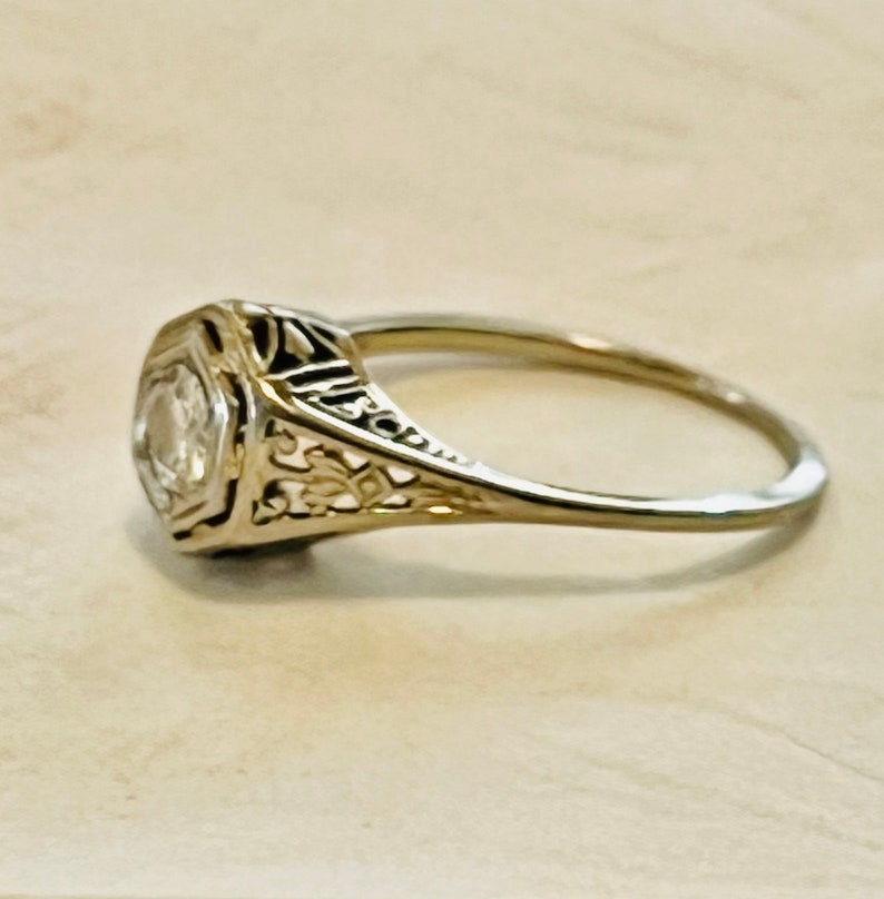 Antique Estate 1900's 1920's Art Deco Vintage 18K White Gold .50CT ...