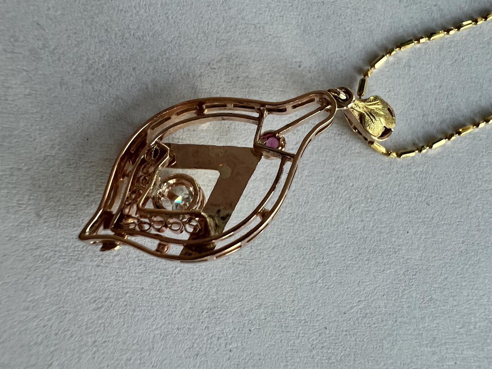 Antique 1900 1920 VTG 14k Gold Lavalier Necklace Pendent Diamon and ...