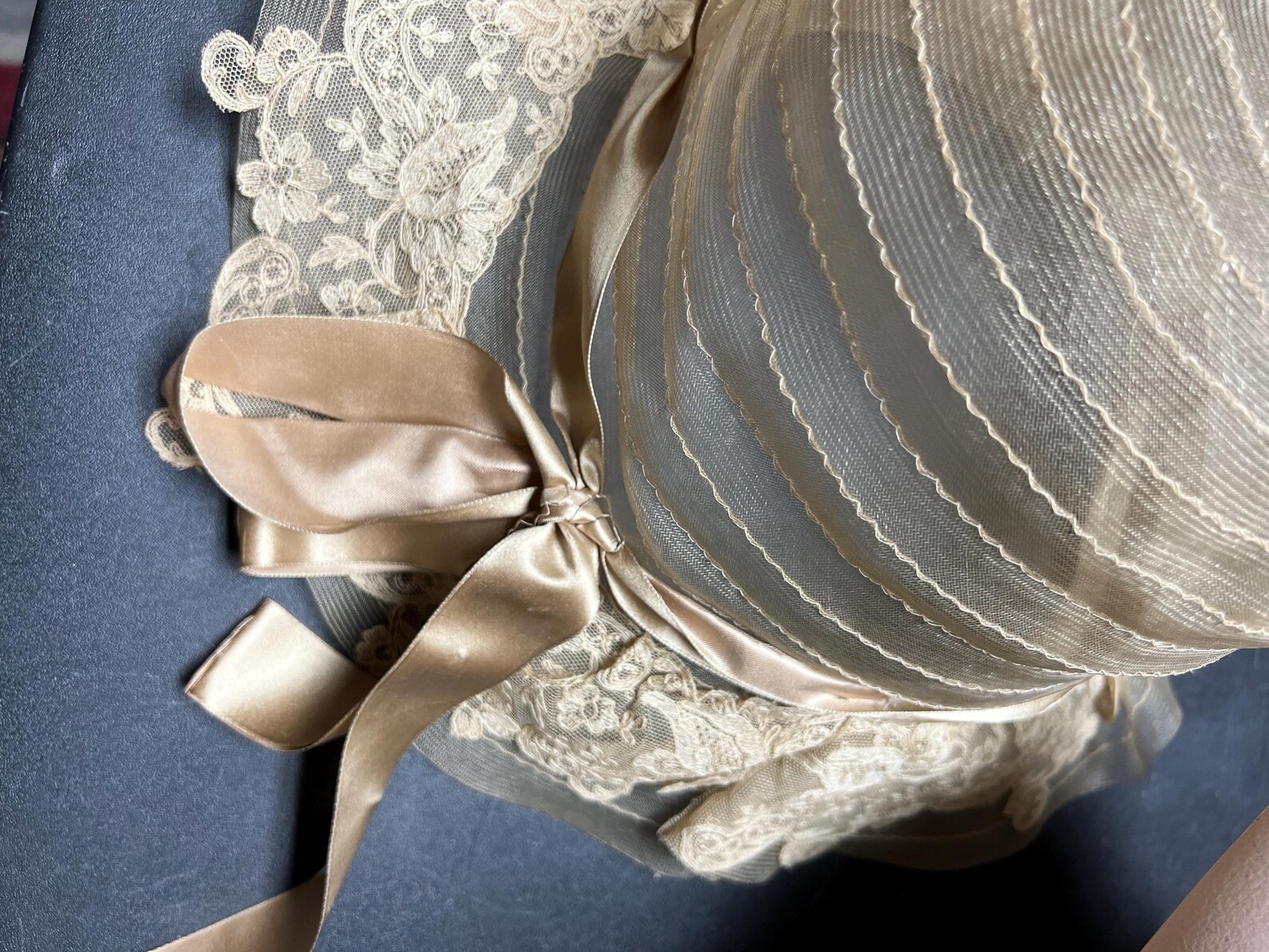 Rare Vintage Antique 1920's Cream Horse Hair Mesh Cloche Wide Brim Hat ...