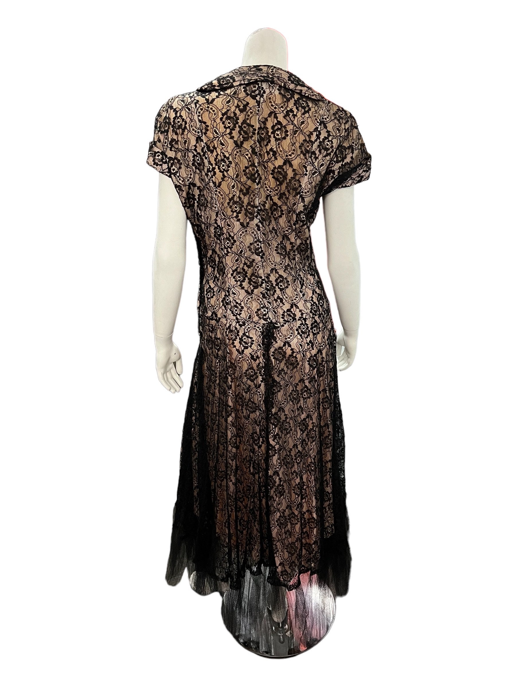 1930s 1940s Vintage Black Evening Gown With Soutache Embellishments ...