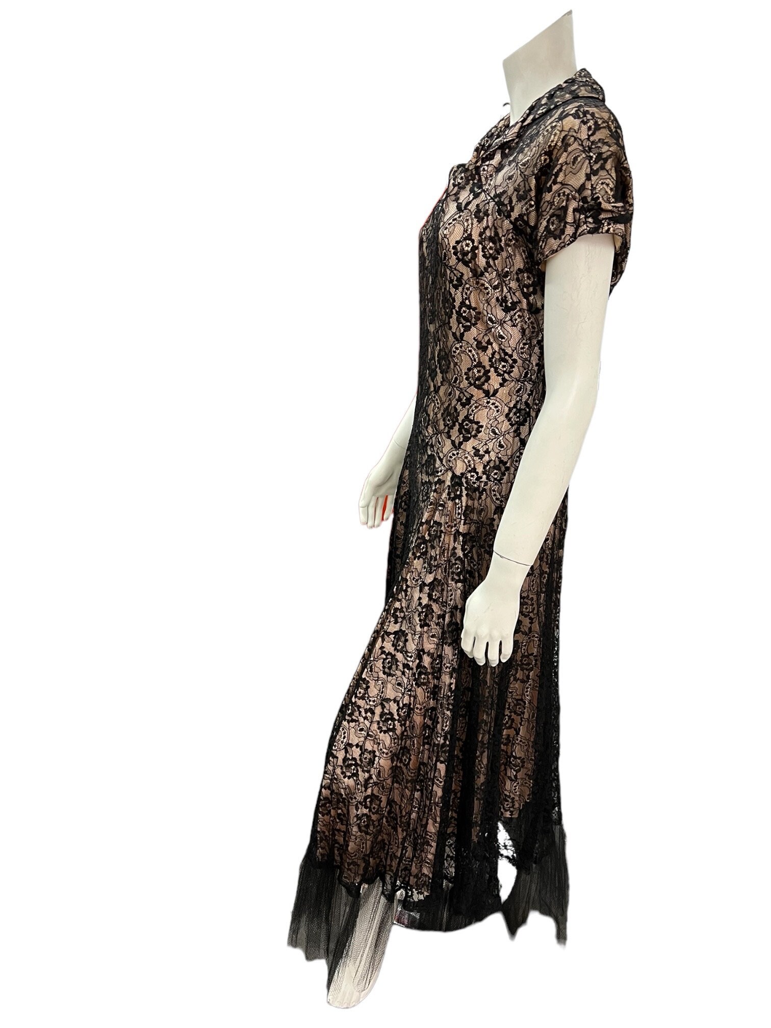 1930s 1940s Vintage Black Evening Gown With Soutache Embellishments ...