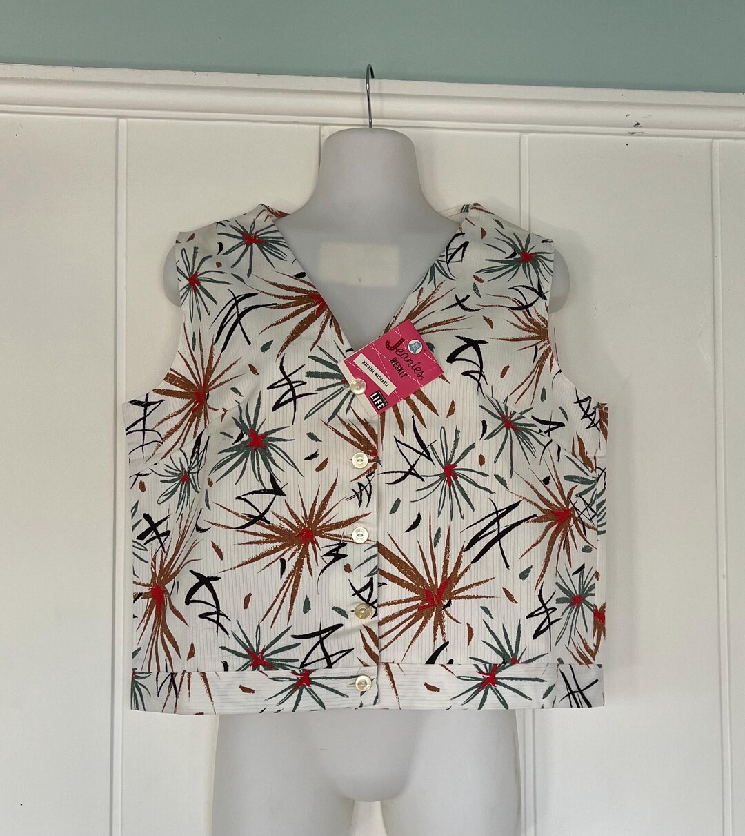 1950's 1960's Vintage Multi Color Cotton Summer Weskit Blouse Dead ...