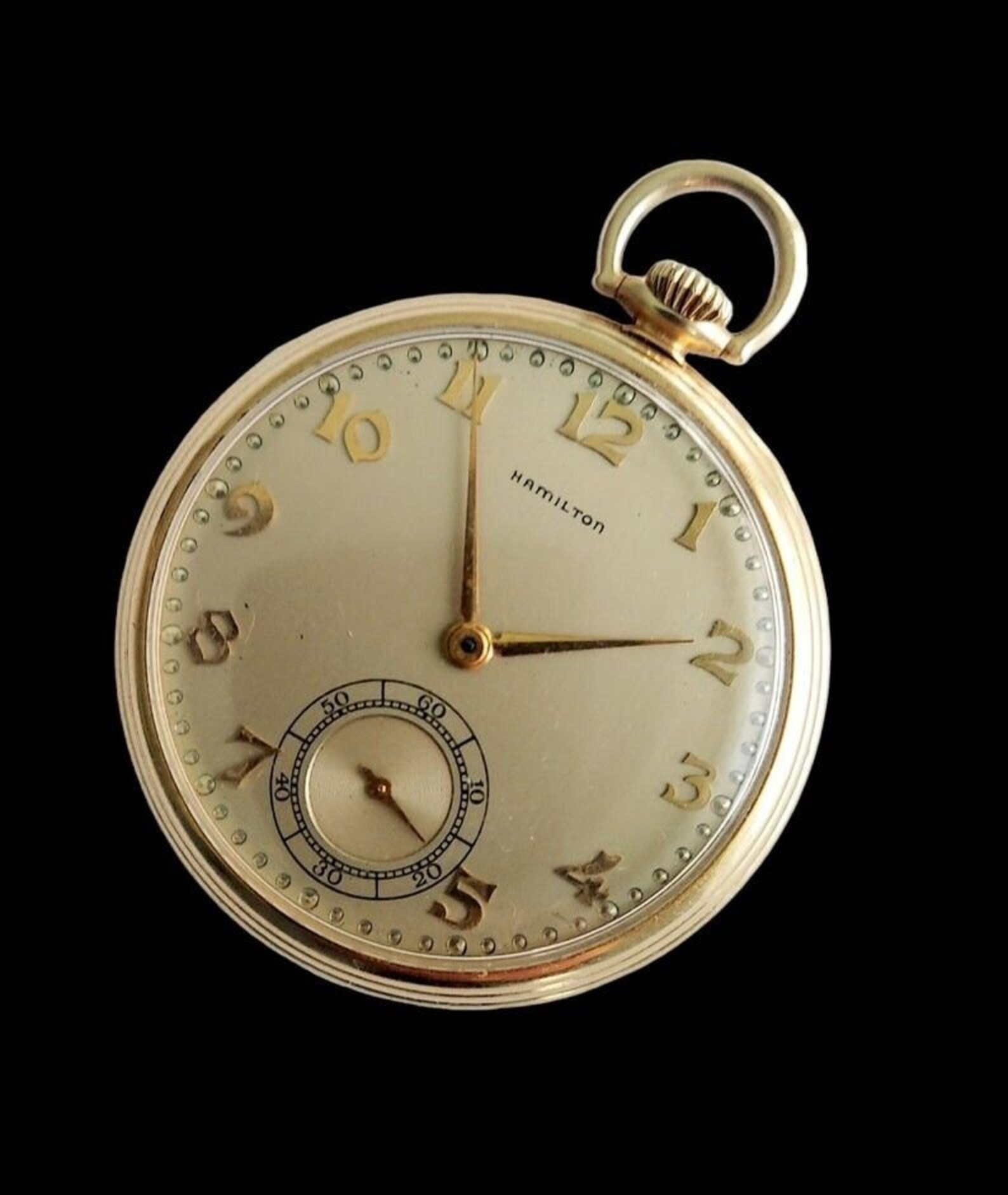 Hamilton 1940's 14k Yellow Gold Pocket Watch Grade 917 17J 3 Adj ...