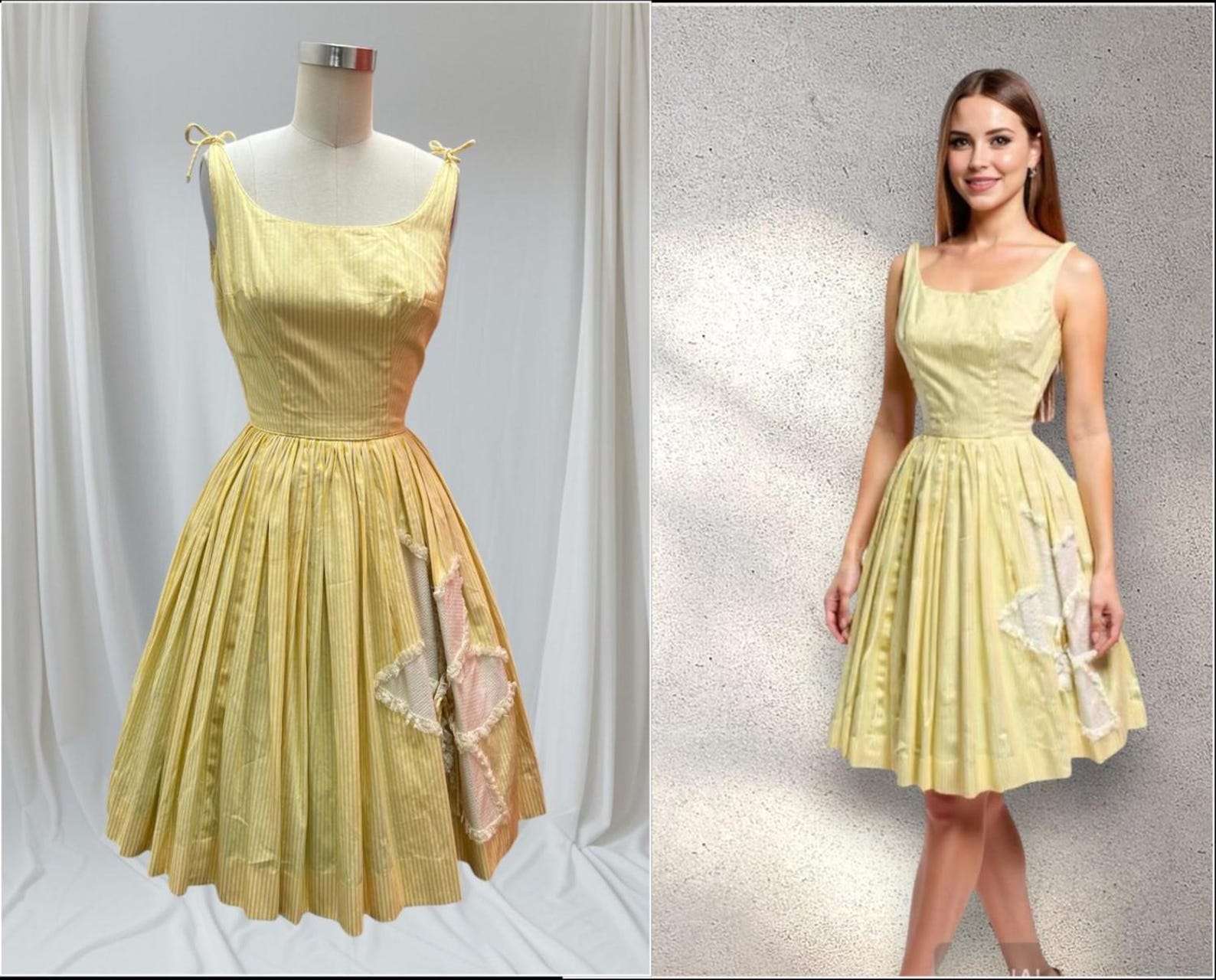 1950's Vintage Candy Jones California Summer Dress With Yellow & White ...