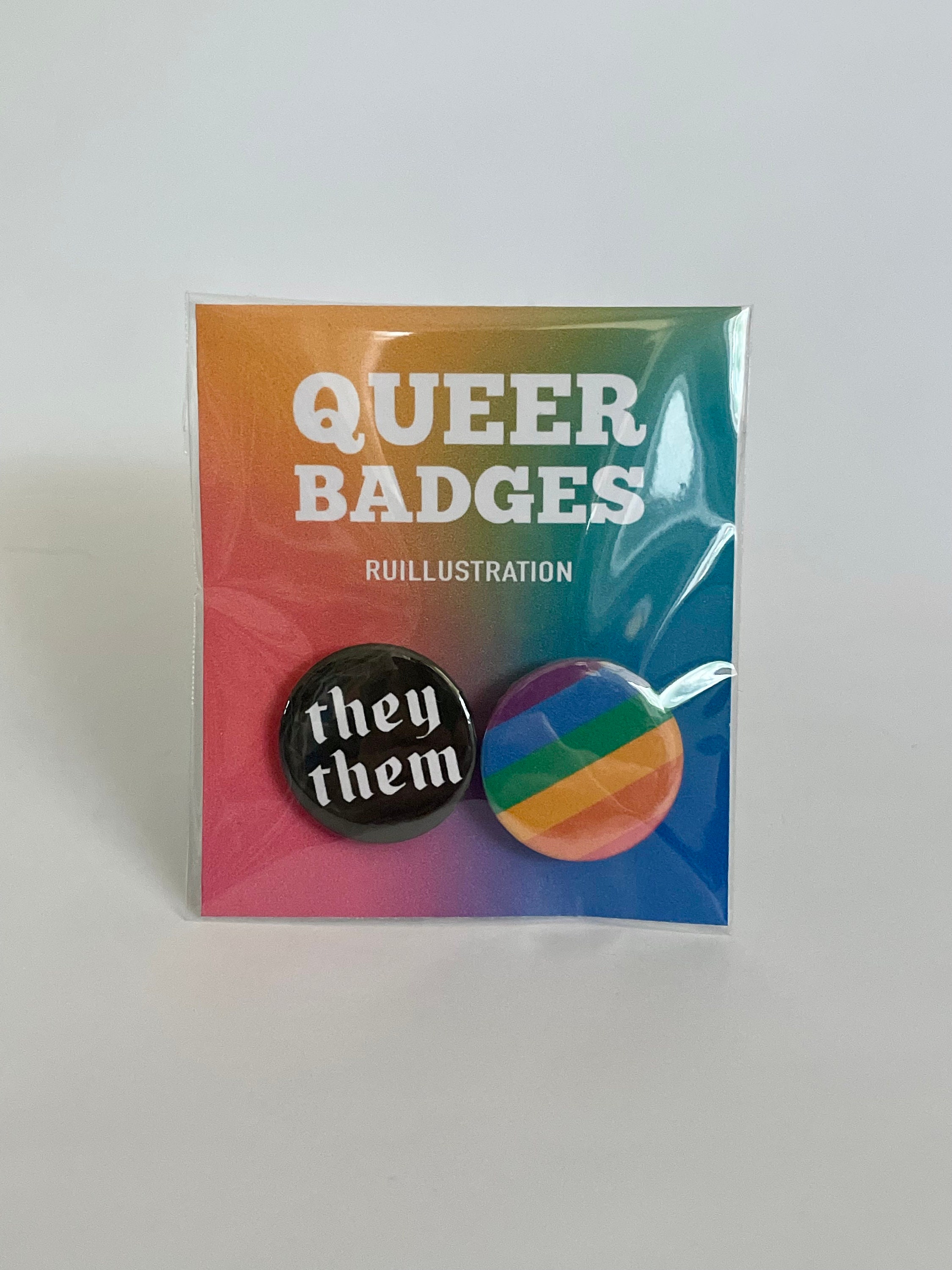 Pronoun Badges Queer Pins Gay Pride Nonbinary Trans LGBTQ She He They ...