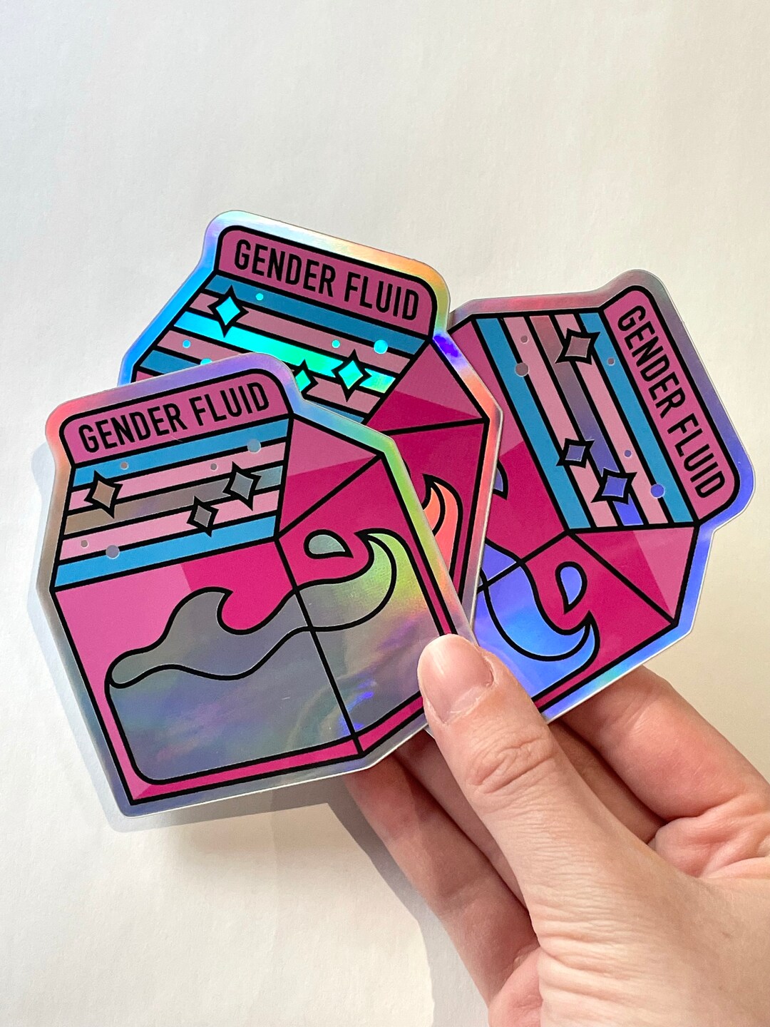 Gender Fluid Holographic Sticker Trans Queer Nonbinary - Etsy