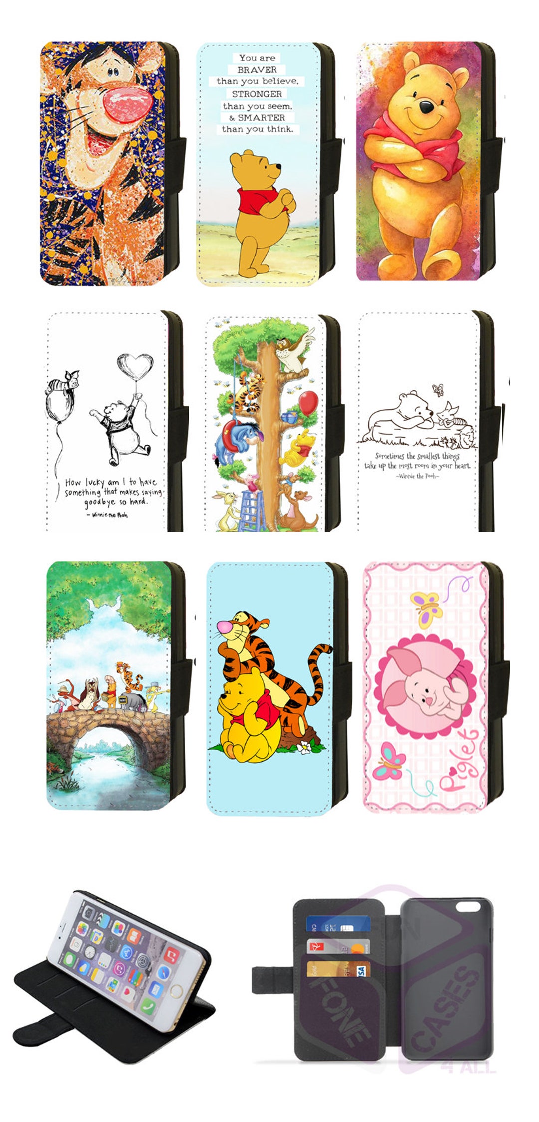 Winnie the Pooh Tigger Eeyore Flip/wallet Phone Case Compatible With ...