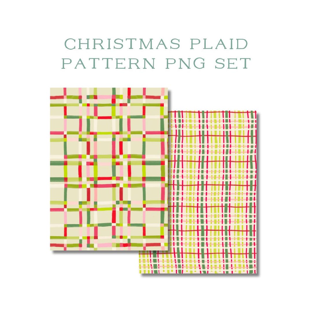 Holiday Plaid Pattern Clipart PNG Files, Holiday Cards - Etsy