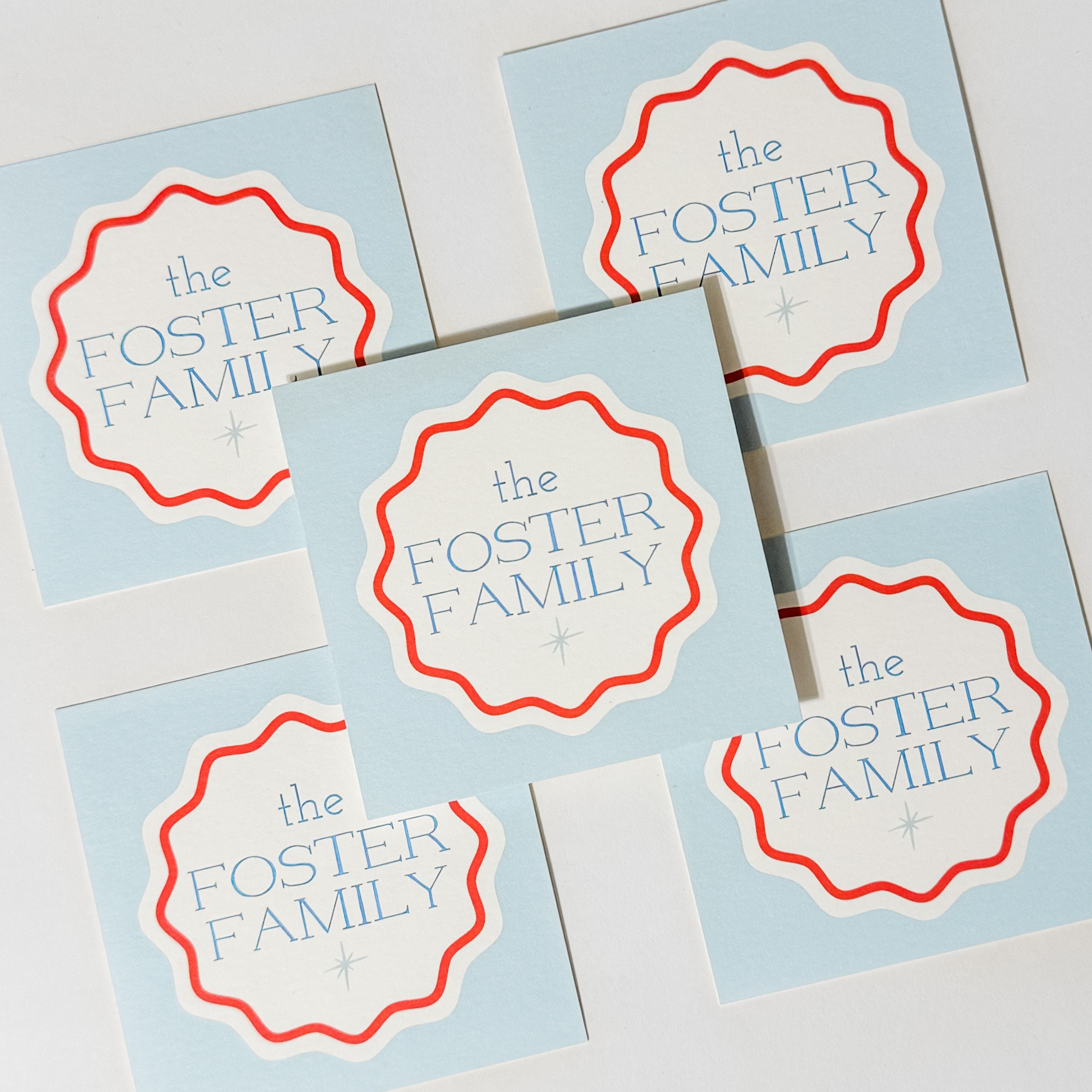 Wavy Enclosure Card, Personalized Gifts, Blue and Red Wavt Gift Tag - Etsy