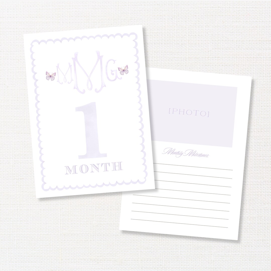 Watercolor Baby Milestone Cards, Monthly Milestones, Butterfly Baby ...