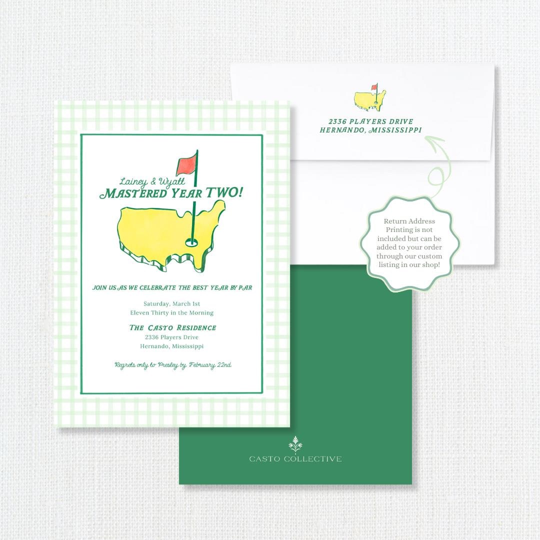 Masters Inspired Birthday Invitation, Golf Party Invite - Etsy