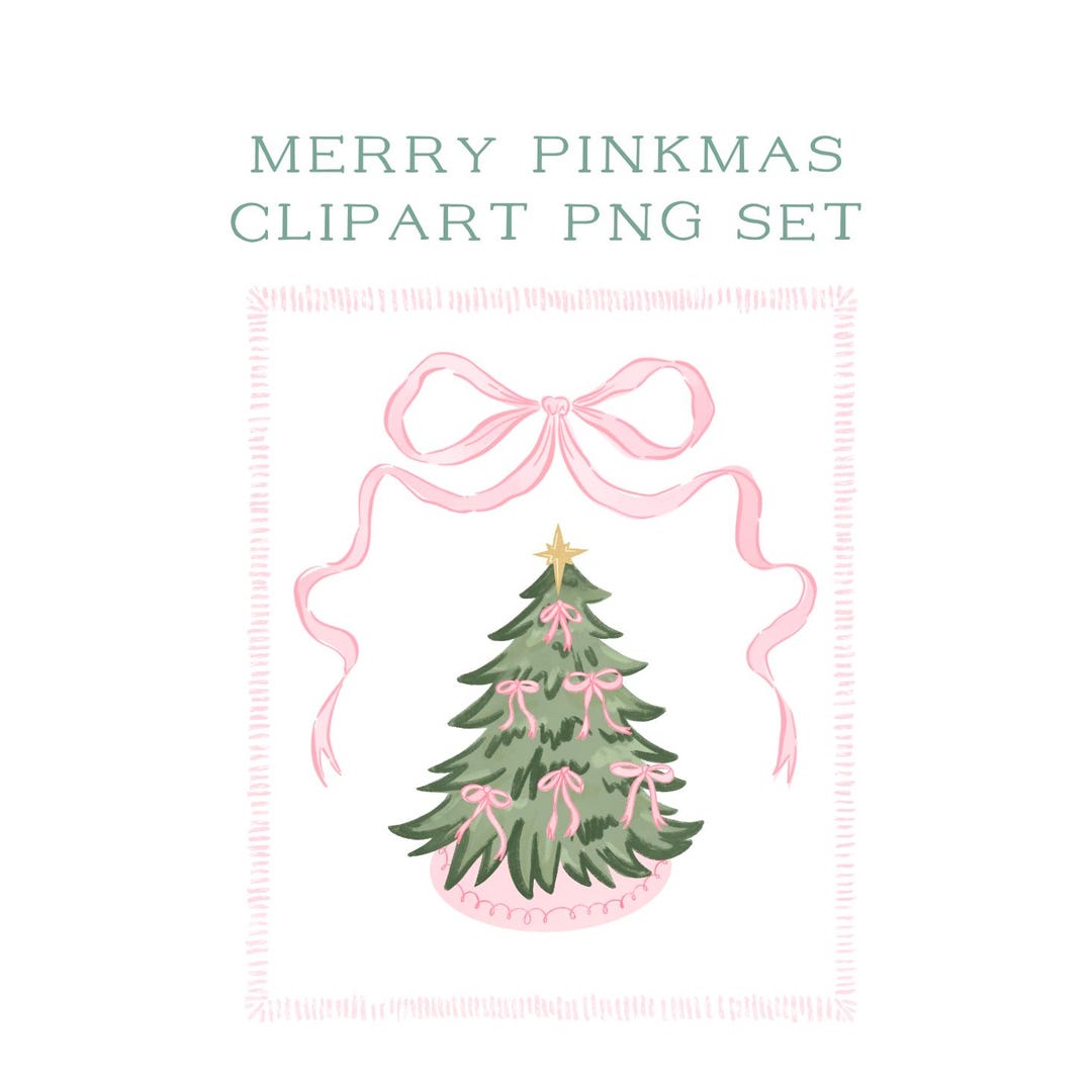 Merry Pinkmas Clipart for Christmas Cards, PNG Art - Etsy