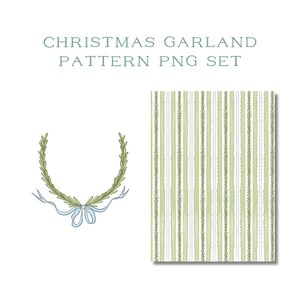 Holiday Garland Pattern Clipart Files for Christmas Cards, PNG Art - Etsy