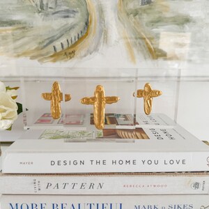 Golden Cross on Acrylic | Acrylic Block Art | Tabletop Lucite Block ...