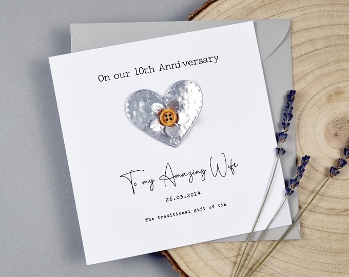 10th Anniversary Card TIN Anniversary Tin Wedding Anniversary Gift ...