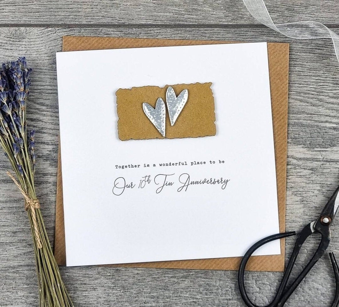 10th Anniversary Card Tin Wedding Gift 10th Aluminium Handmade - Etsy