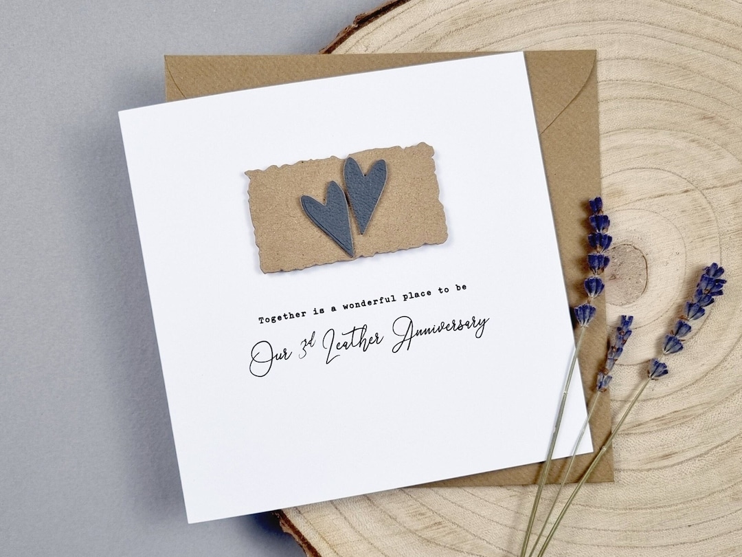 LEATHER 3rd Anniversary Card Wedding Anniversary 3rd Third Handmade ...