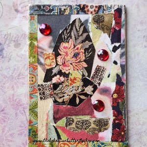 DECORATIVE COLLAGE ART Magnet Fridge Magnet Mixed Media Art Abstract ...