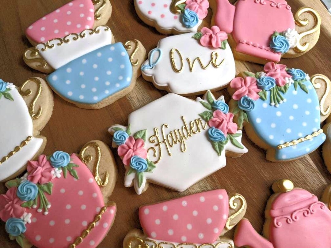 Floral Tea Themed Sugar Cookies (36 Cookies) - Etsy