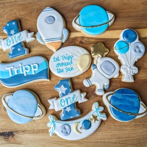 1st Trip Around the Sun, Space Themed Custom Listing (36 Cookies) - Etsy