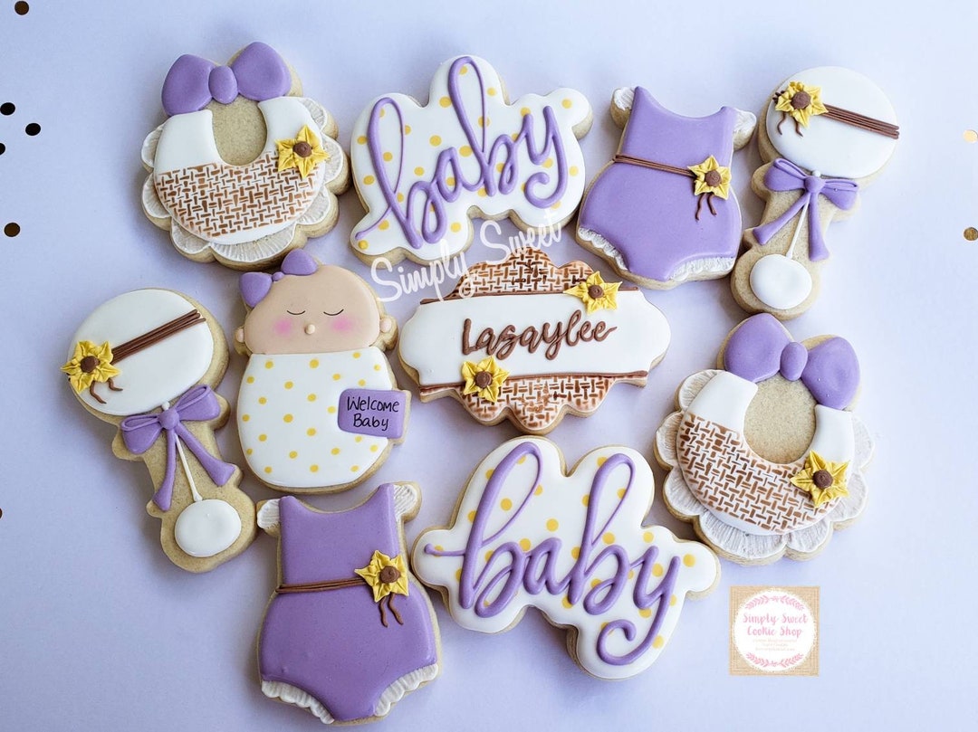 Rustic Sunflower Baby Shower Cookies (36 Cookies) - Etsy