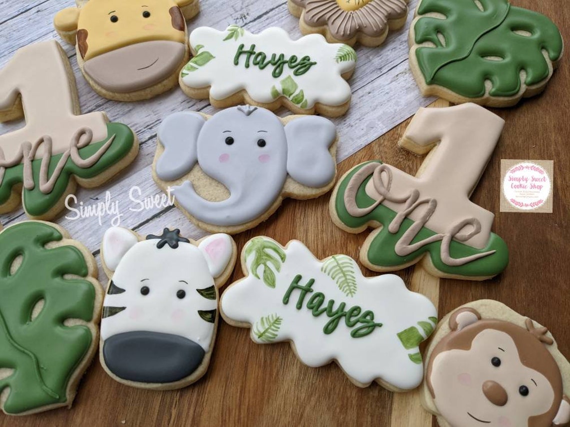 Jungle Themed Wild One Birthday Cookies 36 Cookies | Etsy