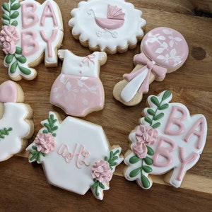 Pink Floral Baby Shower Cookies (36 Cookies) - Etsy