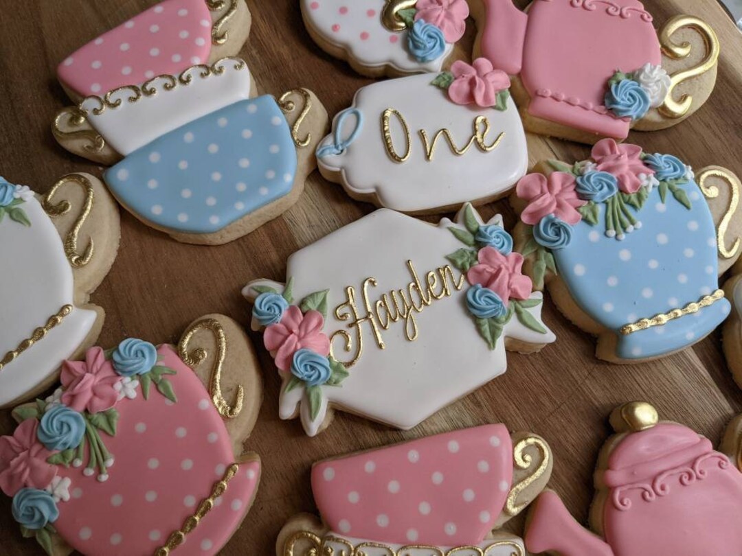 Floral Tea Themed Sugar Cookies 36 Cookies - Etsy