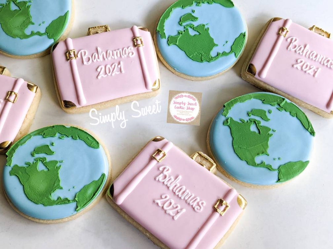 Globes and Suitcase Travel Cookies (48 Cookies) - Etsy