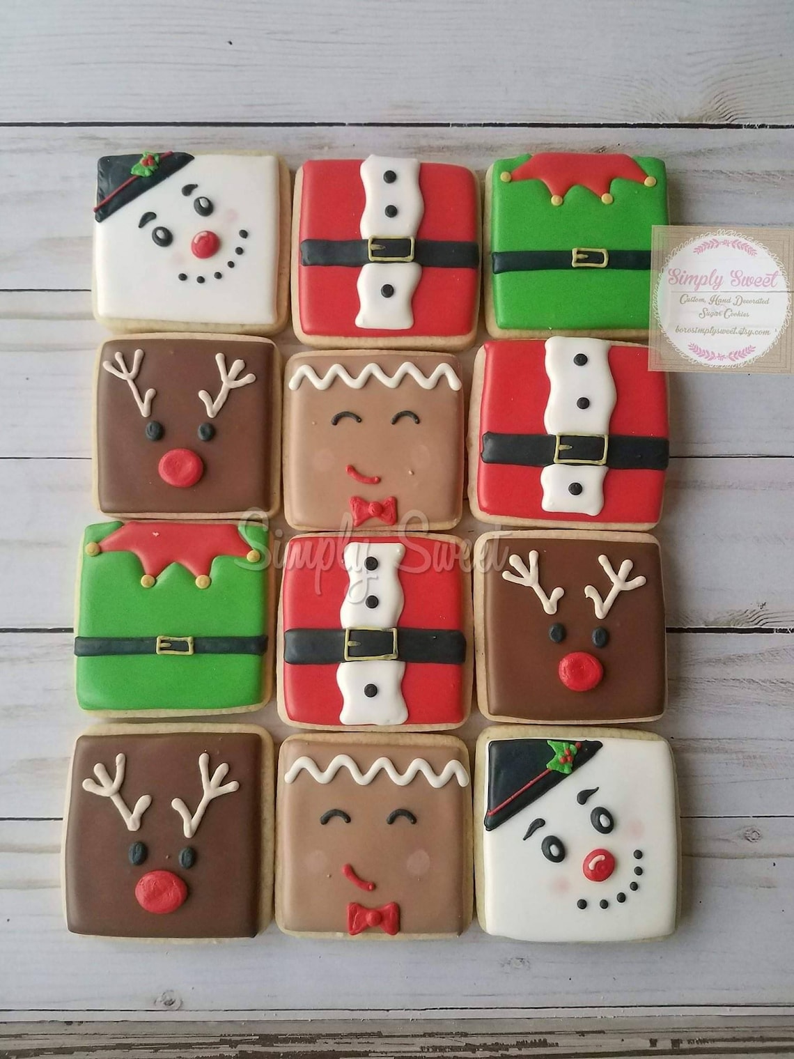 Christmas Sugar Cookies Square Collection (24 Cookies) - Etsy