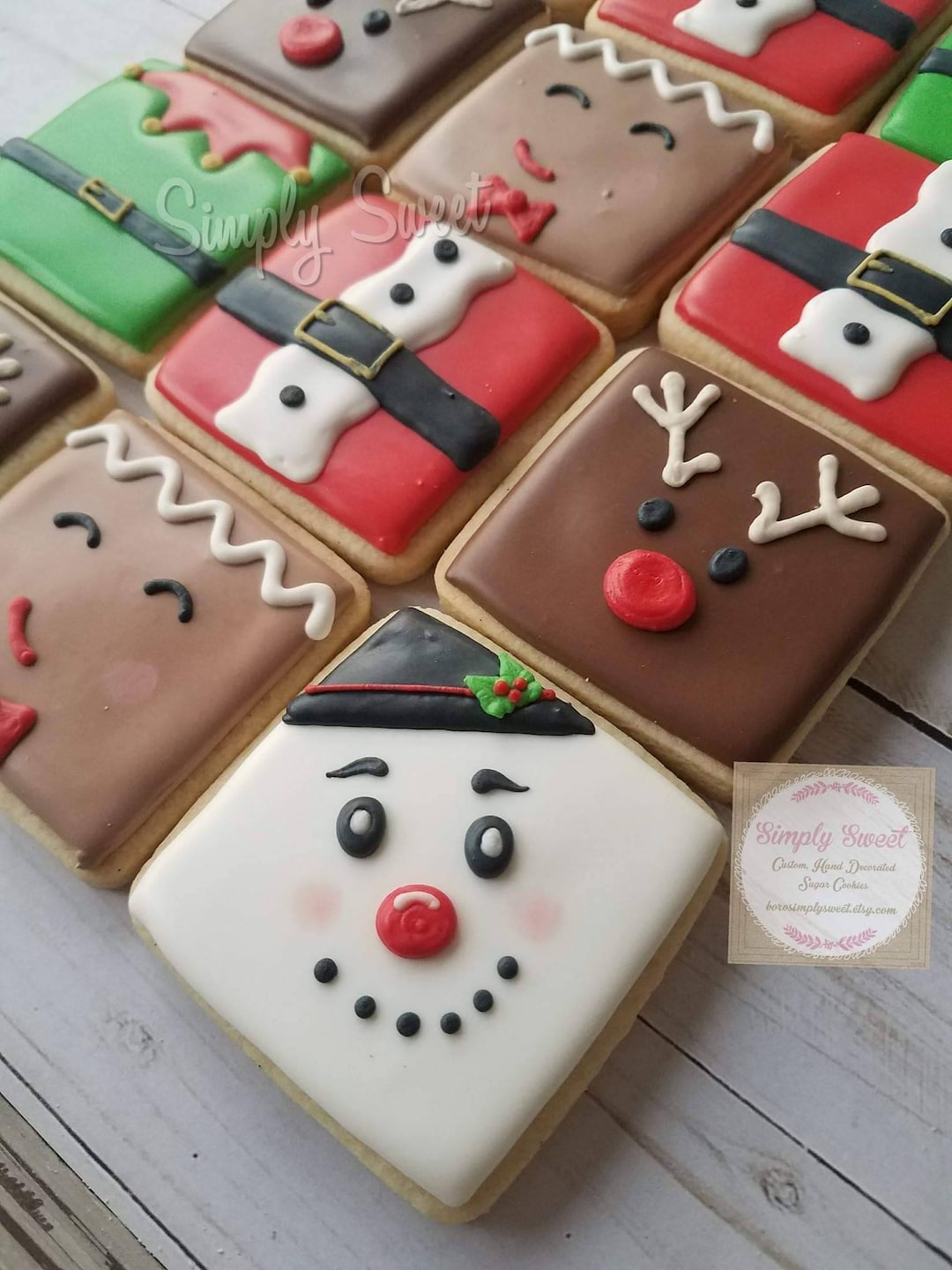 Christmas Sugar Cookies Square Collection (24 Cookies) - Etsy