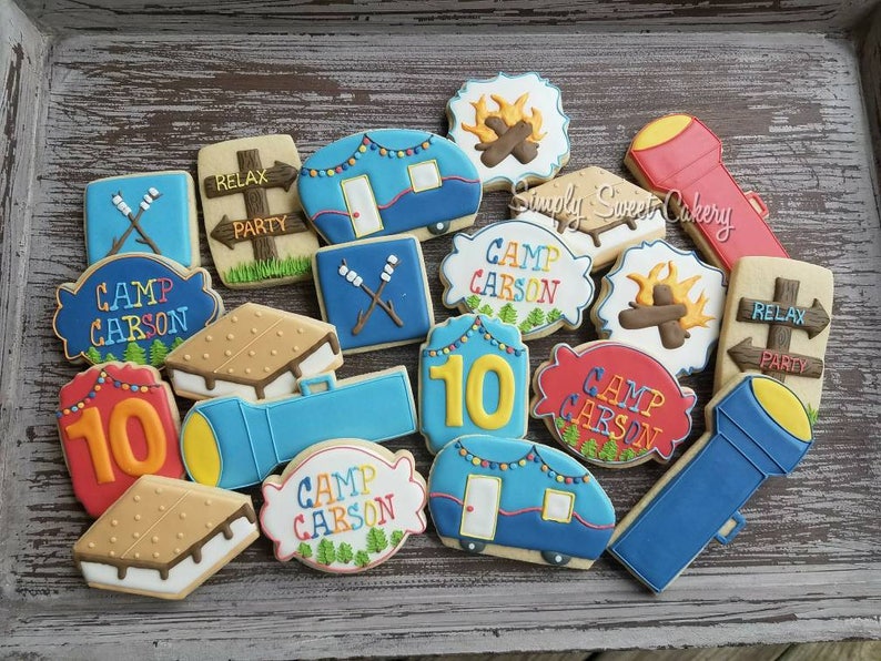 Camping themed cookies 36 cookies | Etsy