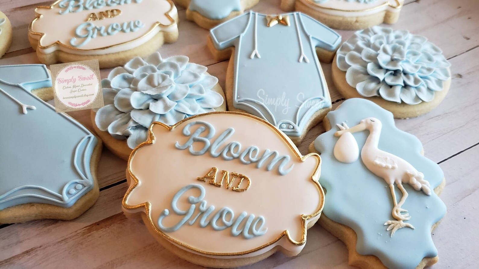 Stork Themed Baby Shower Cookies 40 Cookies | Etsy